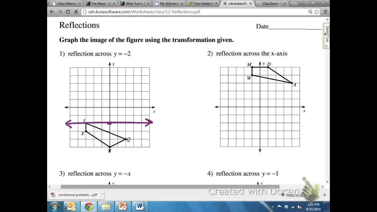 Common Core Math: Geometric Reflection over Y= -2