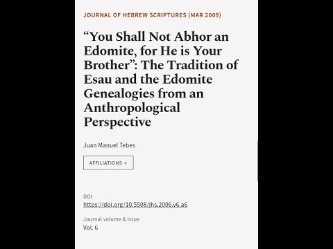 You Shall Not Abhor an Edomite, for He is Your Brother: The\n Trad... | RTCL.TV