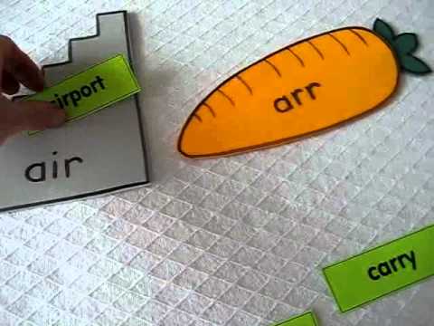 Grade 1 - Reading, Phonics, Spelling game: "are", "arr", "air" sounds with words and pictures.