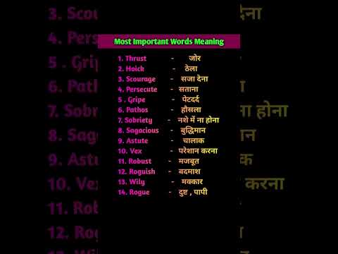 Most Important Words Meaning #shorts #english Vocabulary