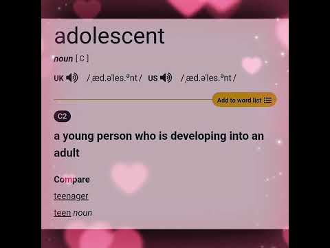 The meaning of adolescent in English