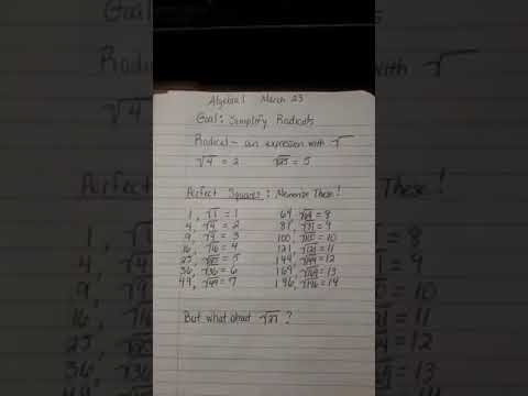 Algebra 1 Lesson 1 - Simplify Square Roots March 28