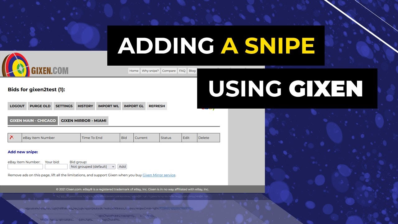 Adding a snipe using GIXEN