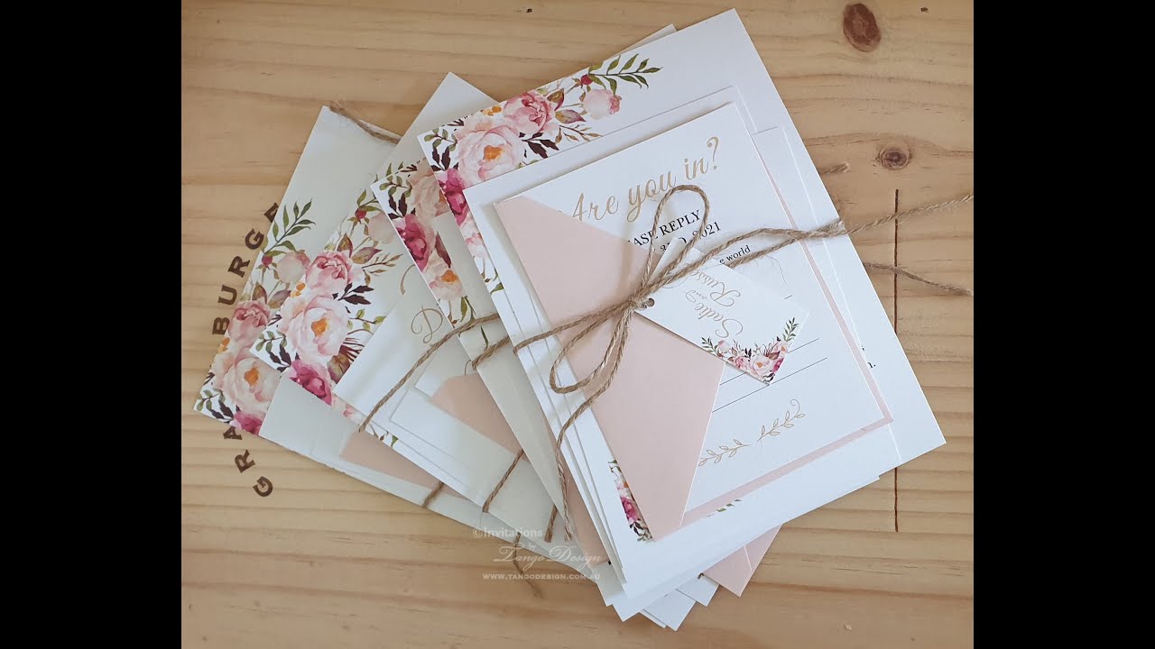 Blush and Burgundy Floral Wedding: Blush Pink Floral Set Wedding Invitations tangodesign.com.au