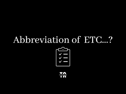 Abbreviation of ETC? | Logistic Terms.