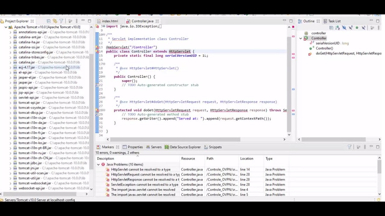 httpservlet cannot be resolved to a type