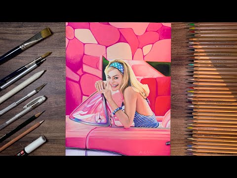 Drawing Margot Robbie as Barbie | Movie Poster Drawing