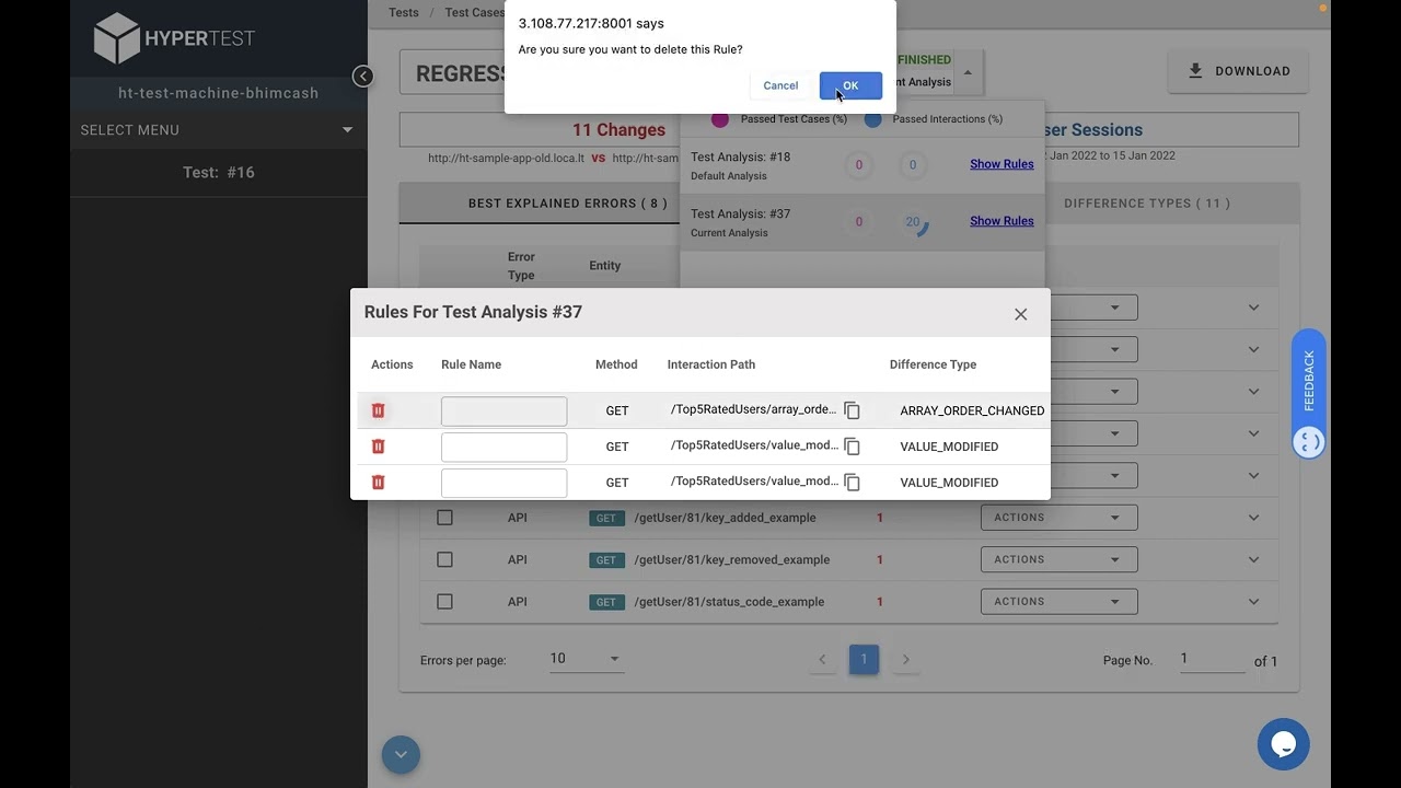 Regression report | HyperTest