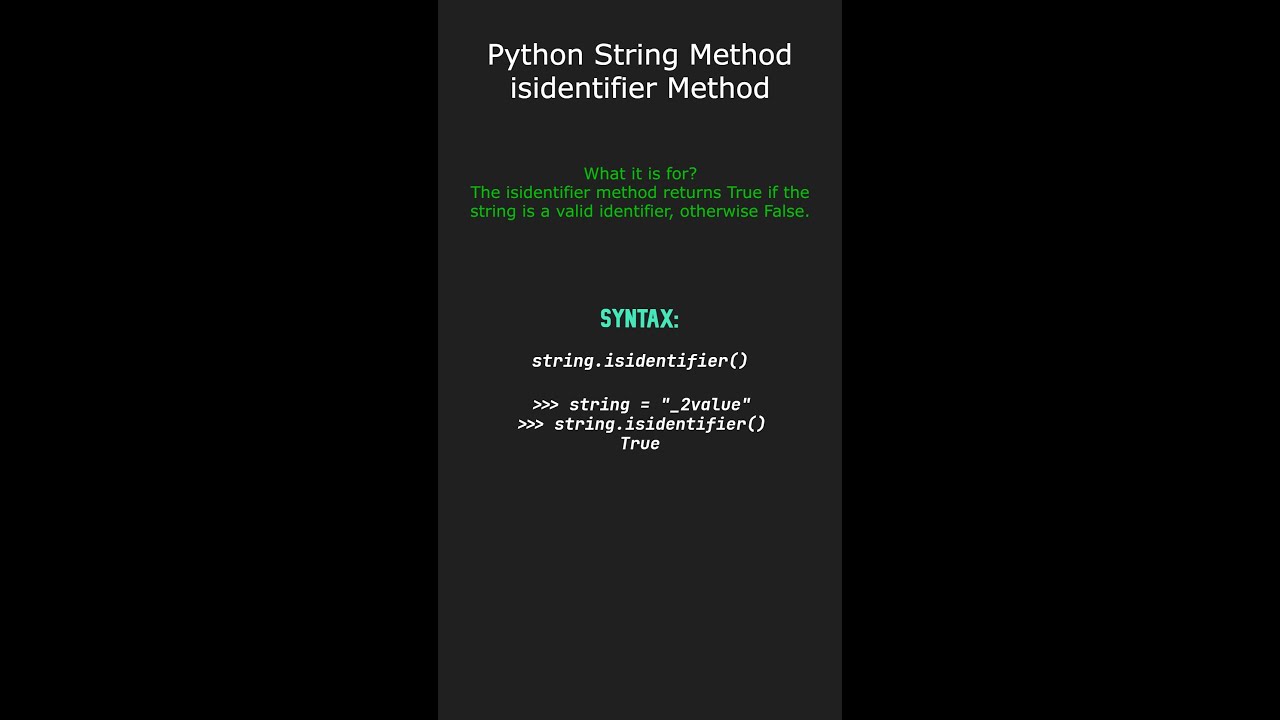 isidentifier Method - String Method Python