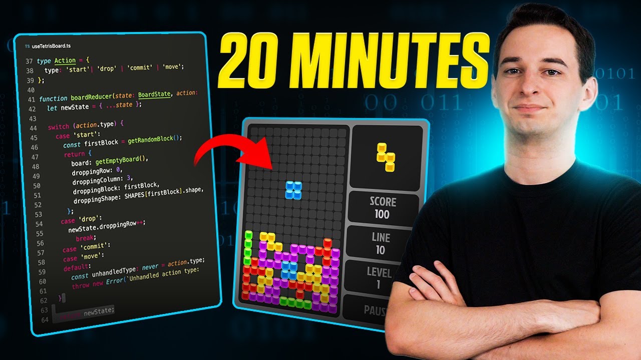 3 Hours Coding Tetris Condensed To 20 Minutes | React.js