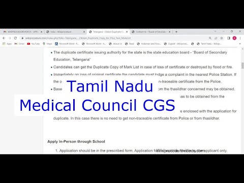 Tamil Nadu - Apply For Good Standing Certificate In Medical Council