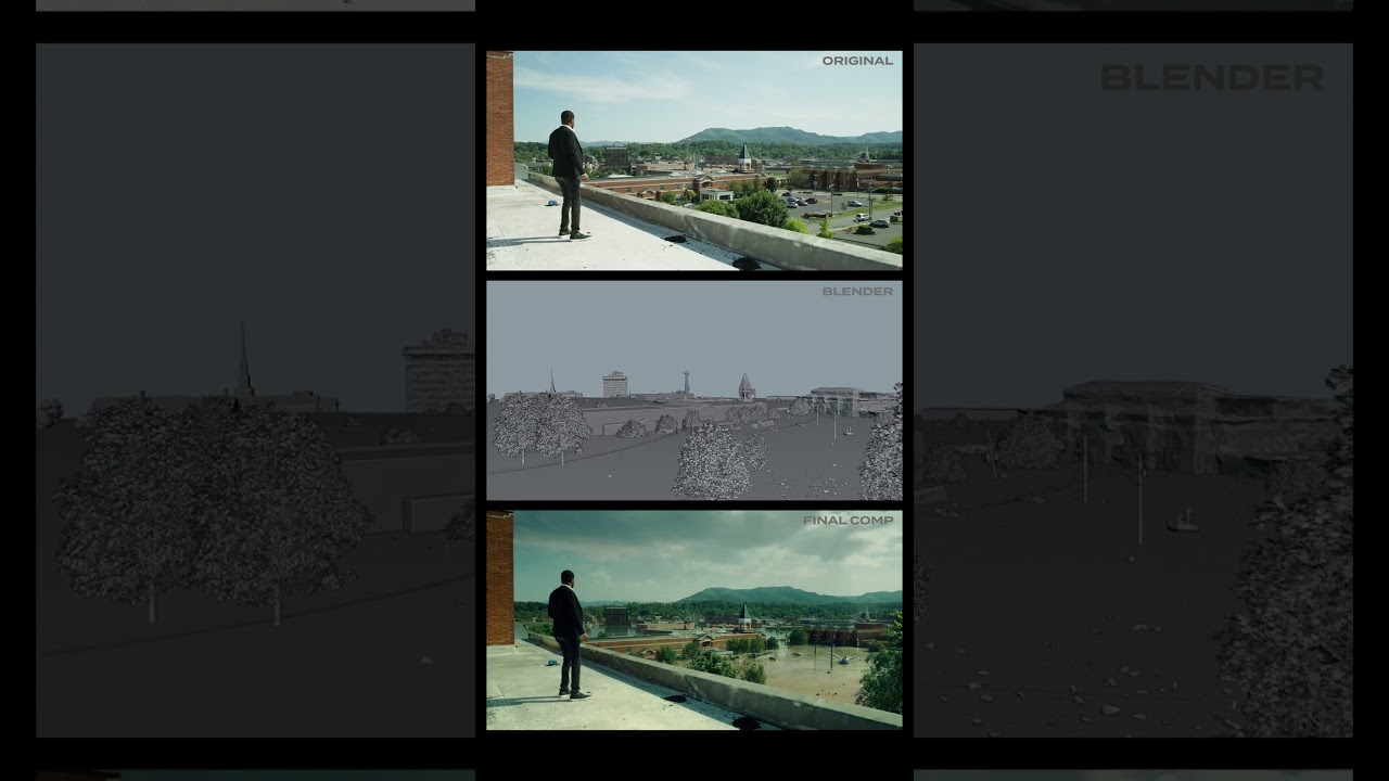 The Flood - Before & After / Made with Blender & Nuke #blender #vfx #blender3d #vfxbreakdown #nuke