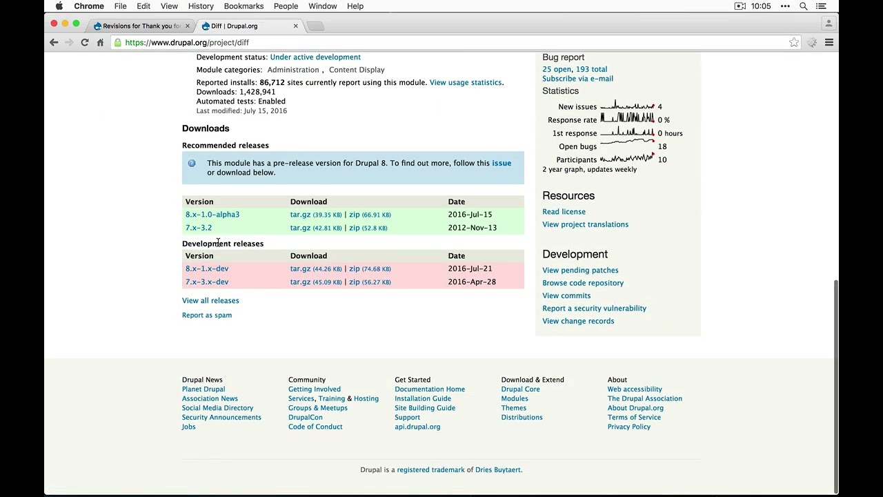 161. How to use the Diff module to see the differences between content revisions