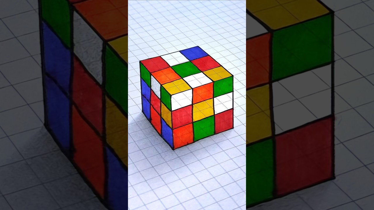 Amazing 3D Illusion Rubik's Cube on Graph Paper 😱😱 #rubikscube #viralvideo #viralshorts