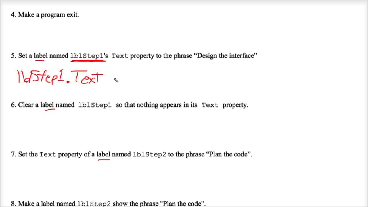 VB Writing Code Worksheet #1