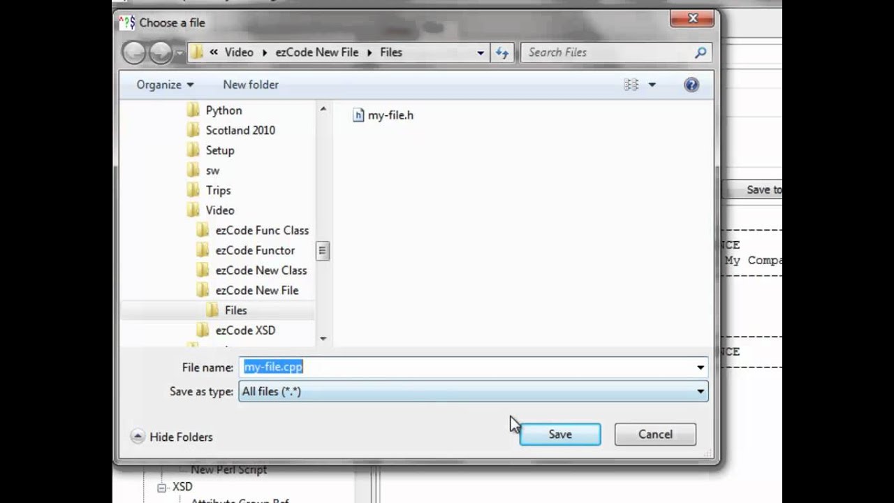 Creating .h and .cpp files using Code Scrapbook