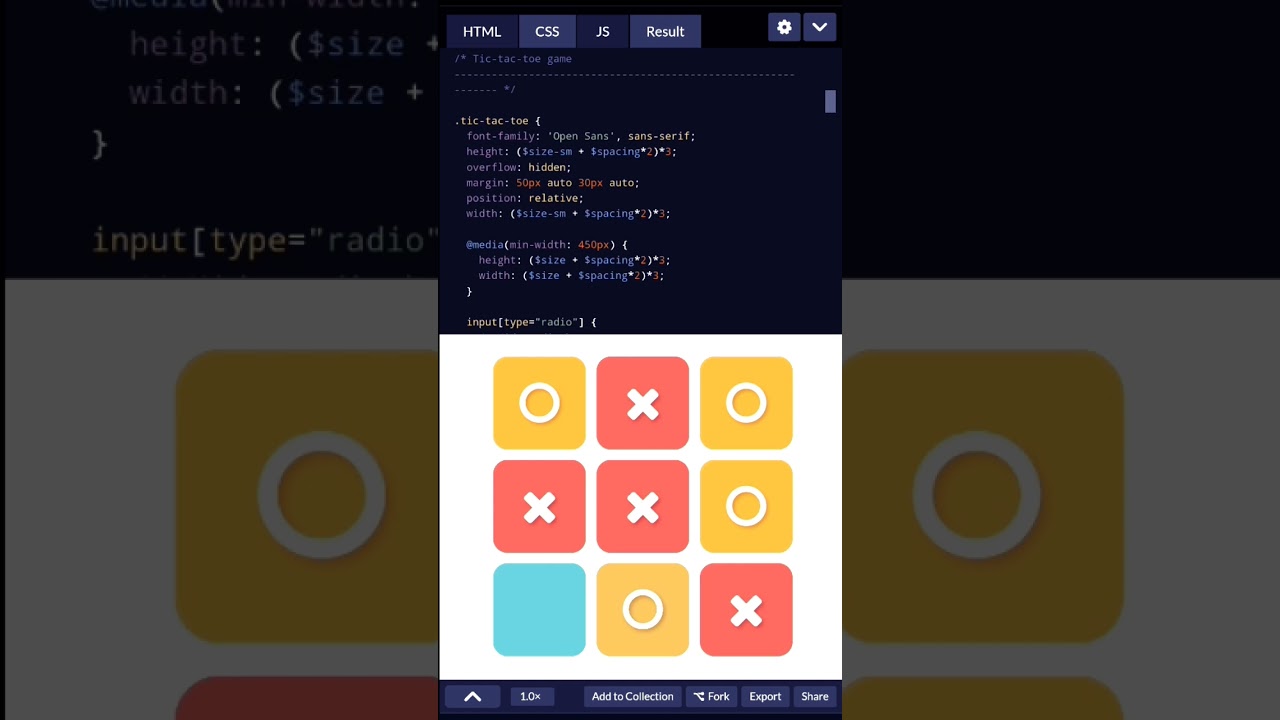 Pure CSS TIC-TAC-TOE #css #codepen #coding #games #gameplay