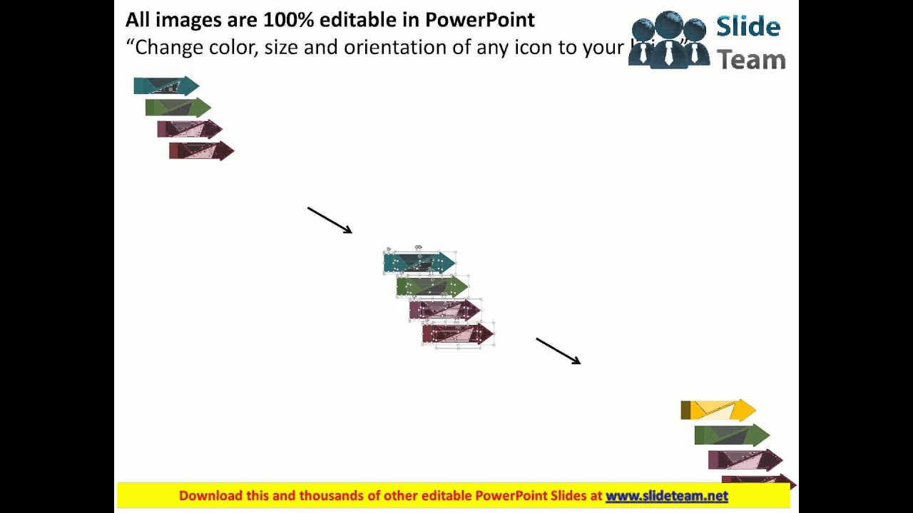 four arrows for visual management flat powerpoint design