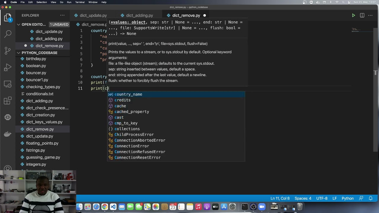 Python Programming 102 : Removing Items From A Dictionary