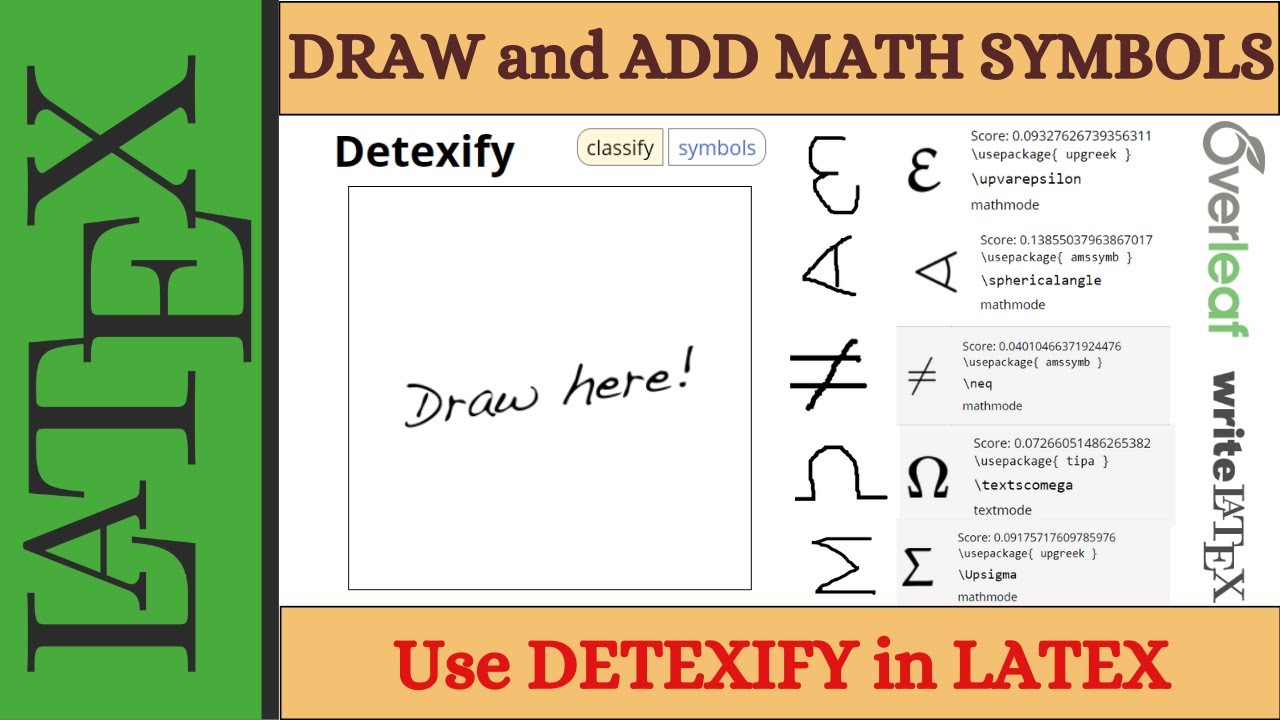 Finding and Inserting Math Symbols and Formulas in Latex | Detexify