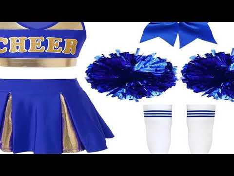 Girls Cheerleader Costume Outfit Set Halloween Cheerleading Fancy Dress for Birthday Party Cheer Uni