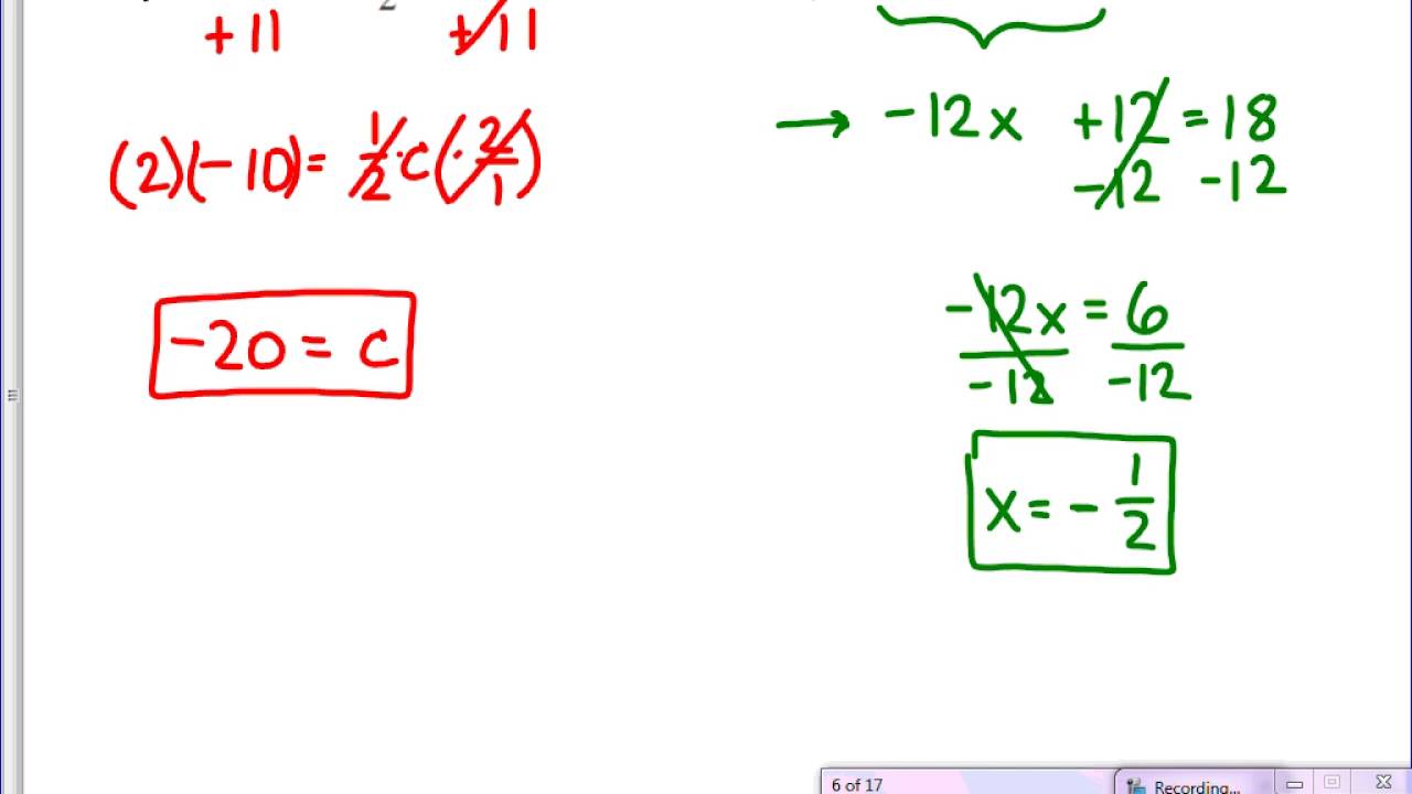 Algebra 1AB: Section 1.2A - Solving Multi-Step Equations