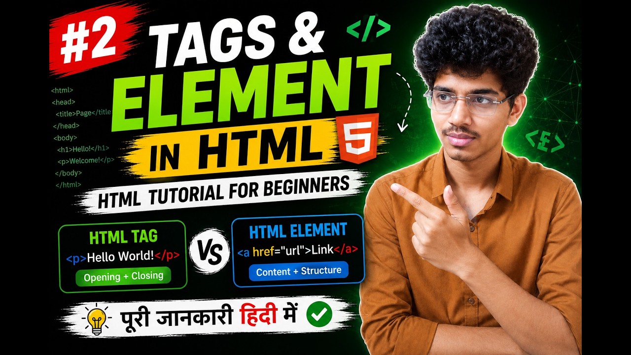 #2 HTML Tags and Elements in Hindi | HTML Tutorial for Beginners | MERN Stack Course
