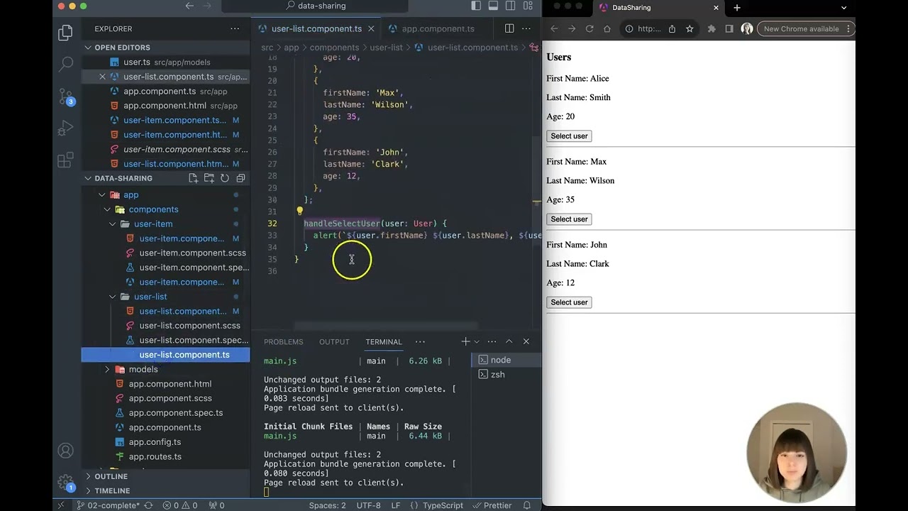 Sharing data between parent and child components (Angular tutorial)