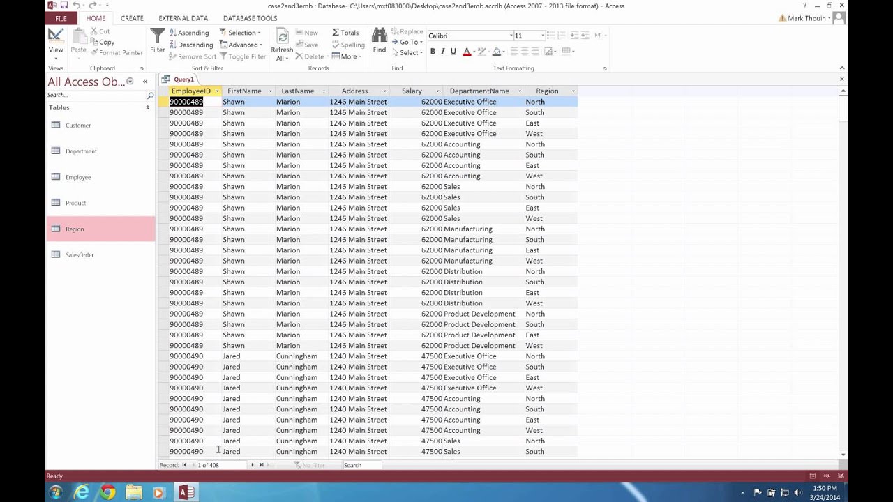 Access Case Part 4 - Creating a Query