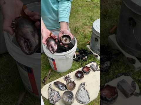 Raku kiln reveal! 🤩 #raku #pottery #handmade #craftsman #ceramic #clay #kiln