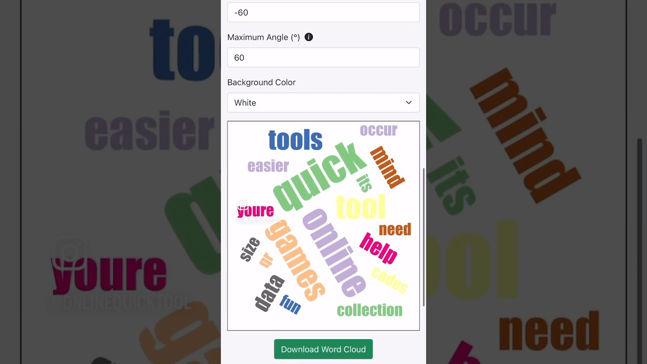 ☁️ Word Cloud Generator ☁️ #onlinequicktool #wordcloud #design #creator #shorts