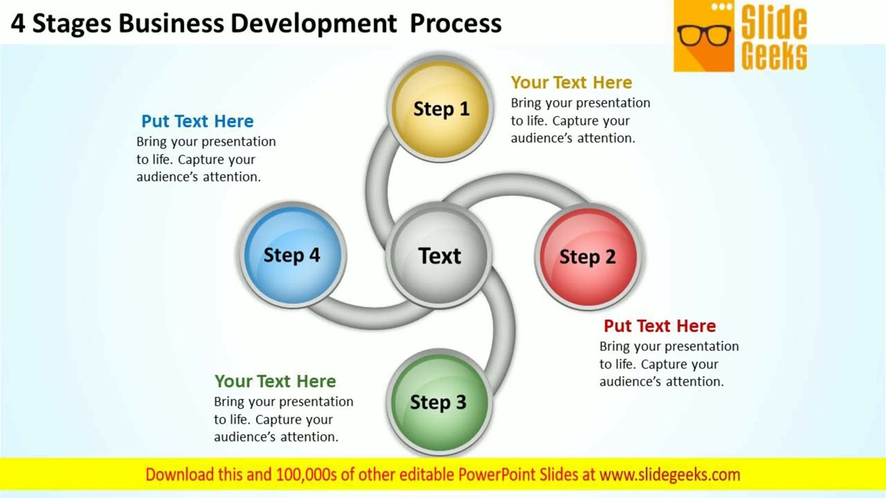 4 Stages Business Development Process Plan Powerpoint Templates