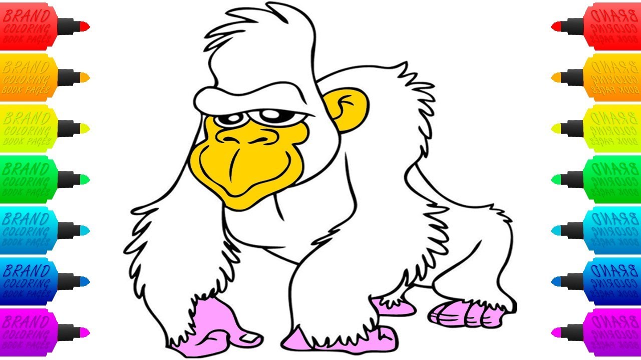 Gorilla Coloring Book Pages | Drawing and Colouring Wild Animals | Art Colors for Kids