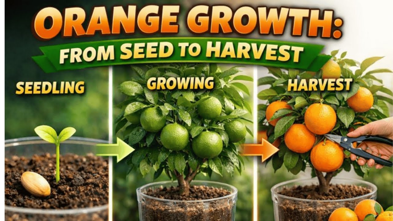 Orange Plant Growth Stages 🌱 From Seed Sowing to Harvest 🍊(Day by Day Timeline)#orange #orangefruite