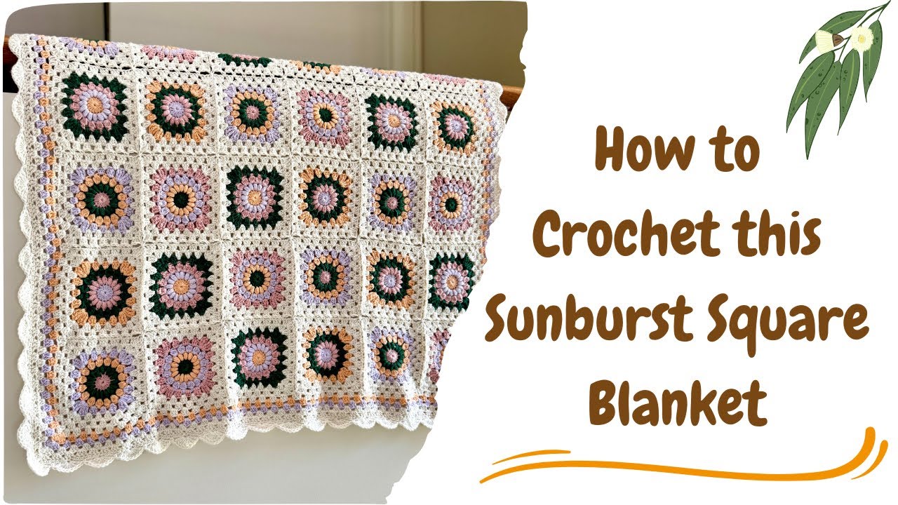 Tutorial No: 74, Make this gorgeous Sunburst Granny Blanket 🤍🧡💜 #crochet #yarn