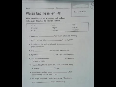 Opt 3 31 Words Ending in er, le