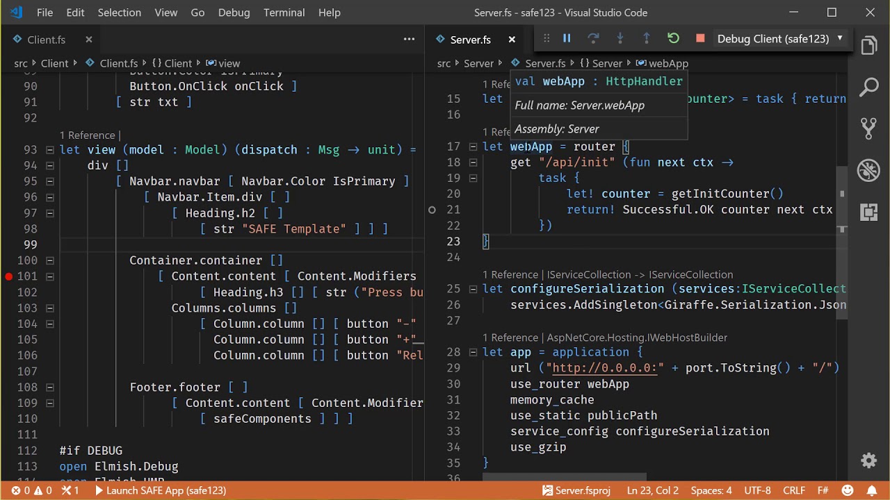 SAFE Stack Debugging in VS Code