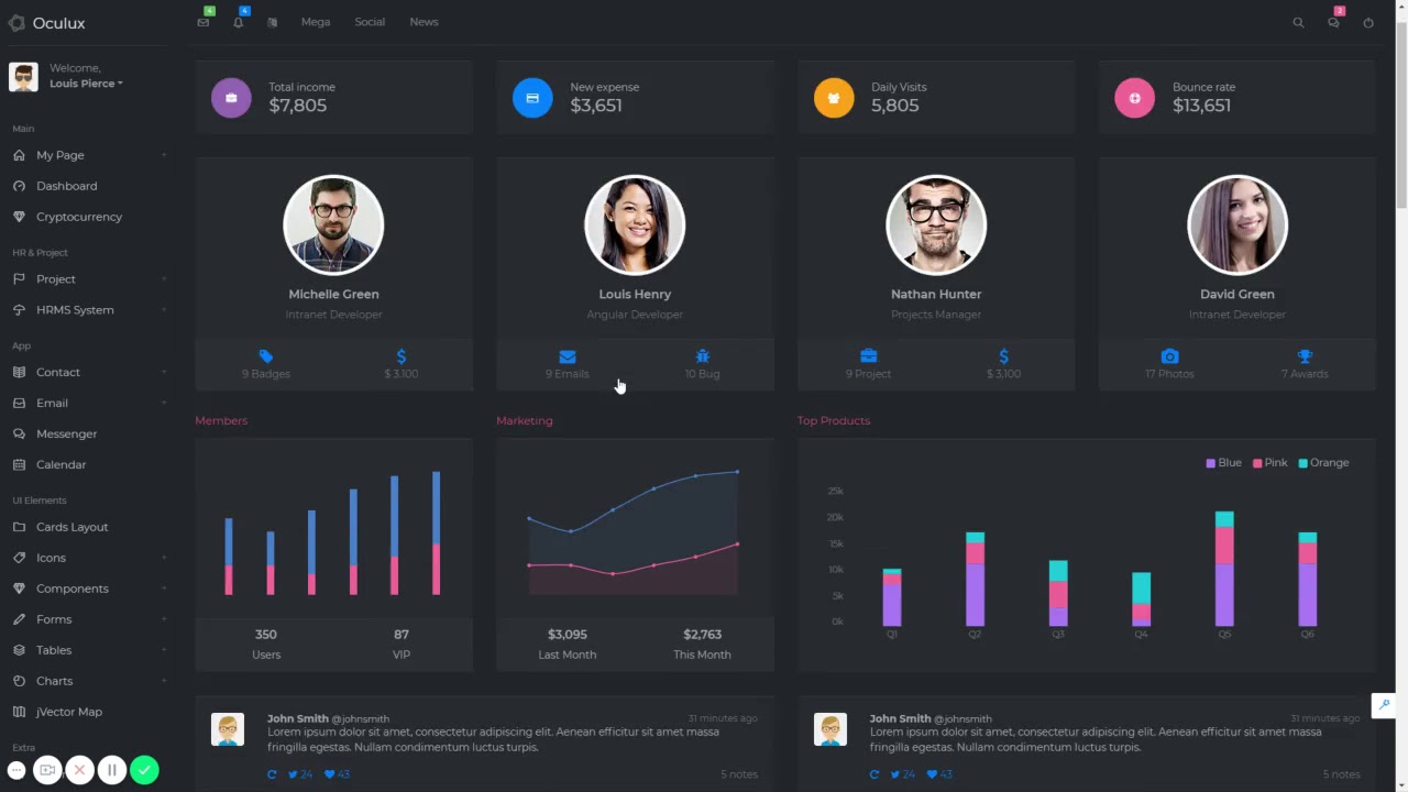 Oculux - Bootstrap 4x Admin Template with HR Module