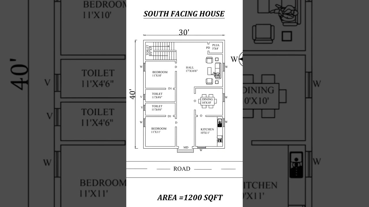 30x40 house plan south facing | 30x40 house plan | 30 by 40 house plan 2bhk #houseplans #housedesign
