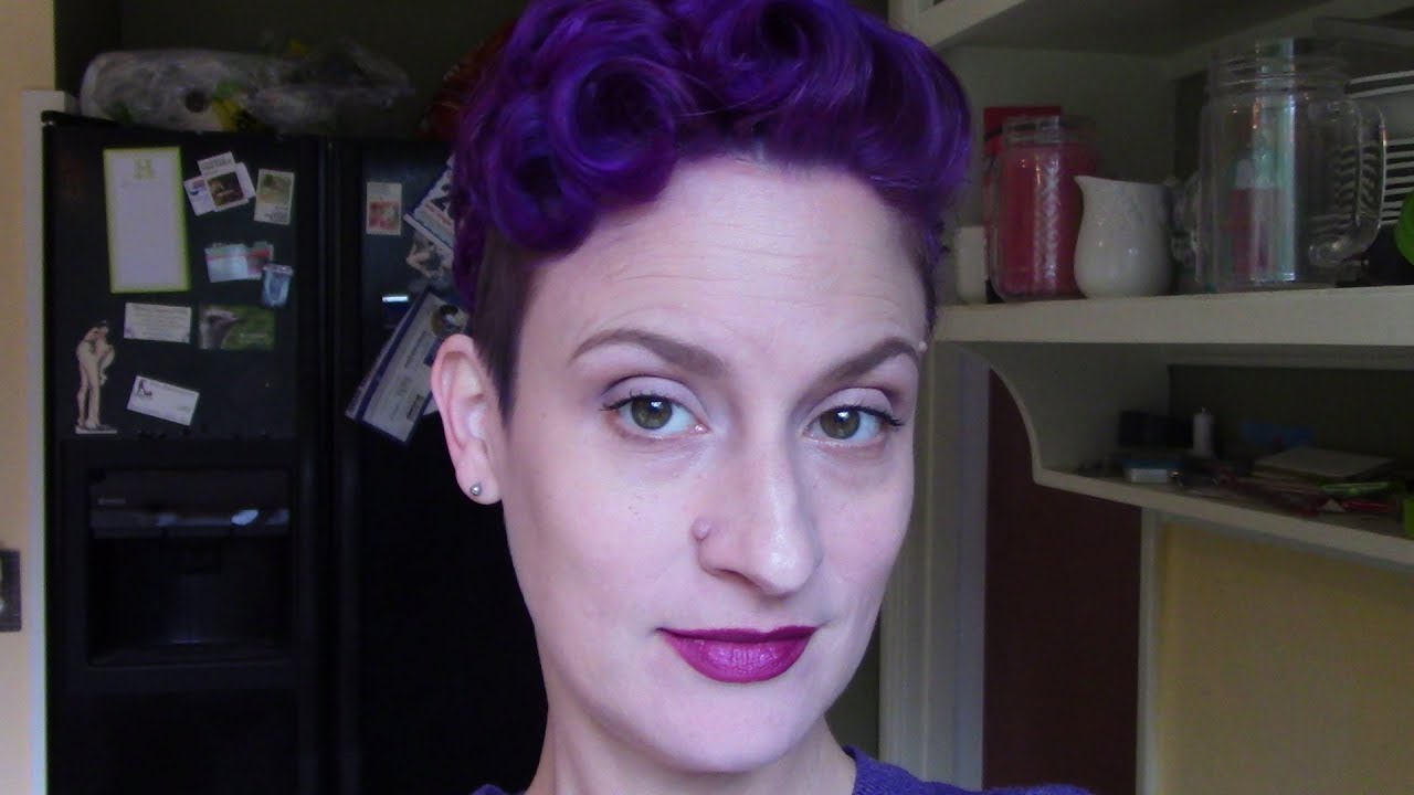 pin curls on an undercut (shaved pixie)