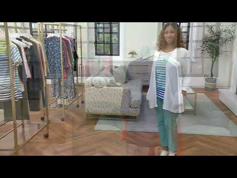 Denim & Co. 3/4 Sleeve Slub Jersey Open Front Tunic Cardigan on QVC