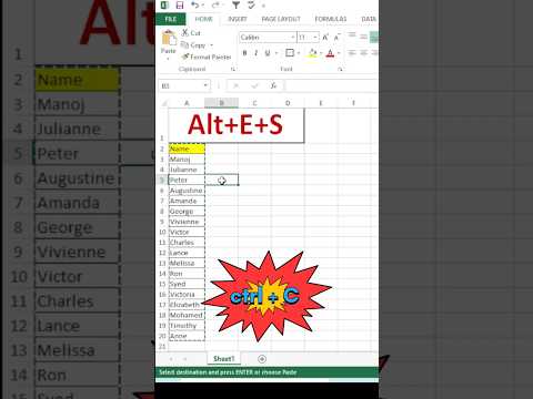 Mastering Excel Transpose Function: Alt+E+S and Ctrl+C for Copying Data | Tutorial |#excel