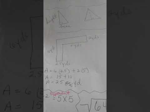 how to get to the square yard area, five to the second power, square root of 64/49