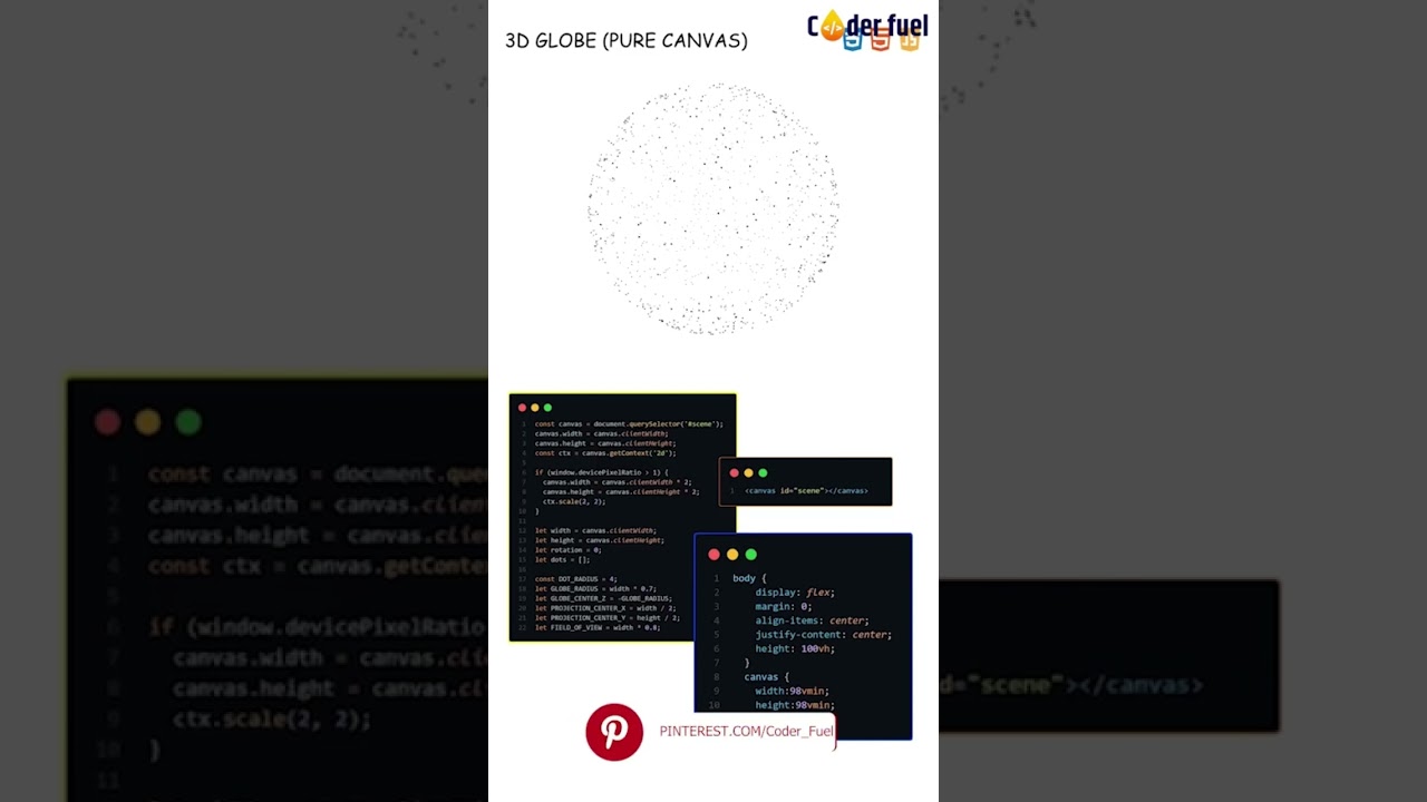 How to Create 3D Rotating Globe Using html CSS & JavaScript #CodingMadeSimple #3DGlobe #LearnToCode