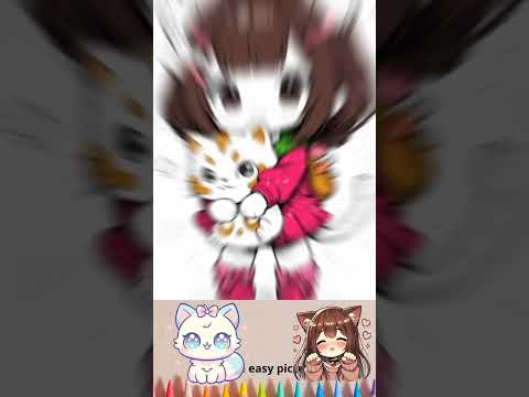 coloring anime girl anb cute cat🐱. #anime #drawing #coloring #cute #shorts #easy #korean #easy.