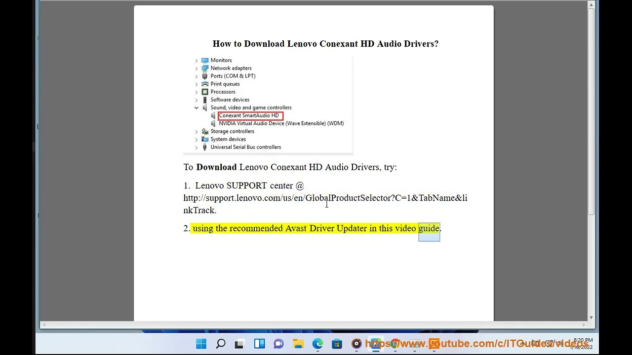 Download Lenovo Conexant SmartAudio HD Audio Drivers for Windows 10/8/7