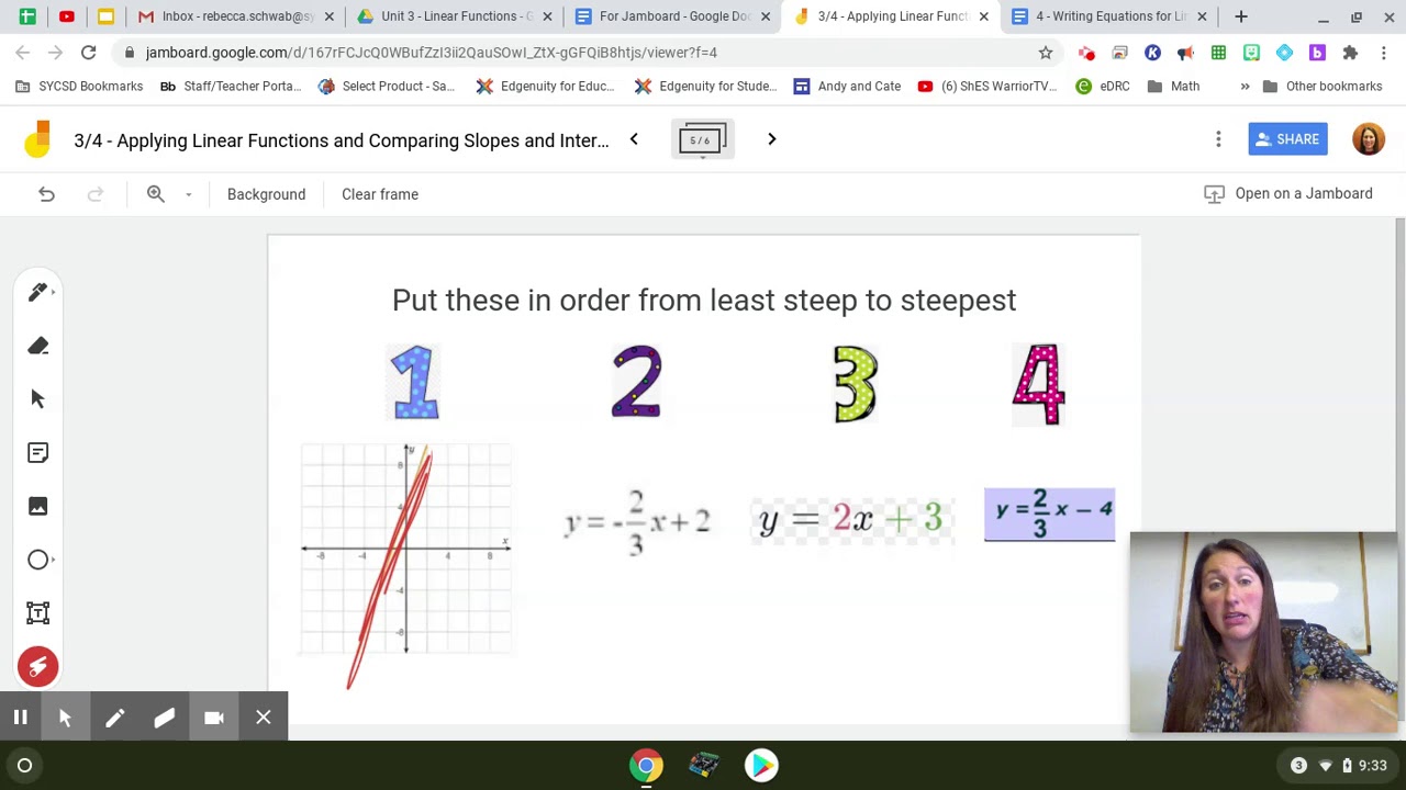 Applying Linear Functions and Comparing Slopes and Intercepts 10/27