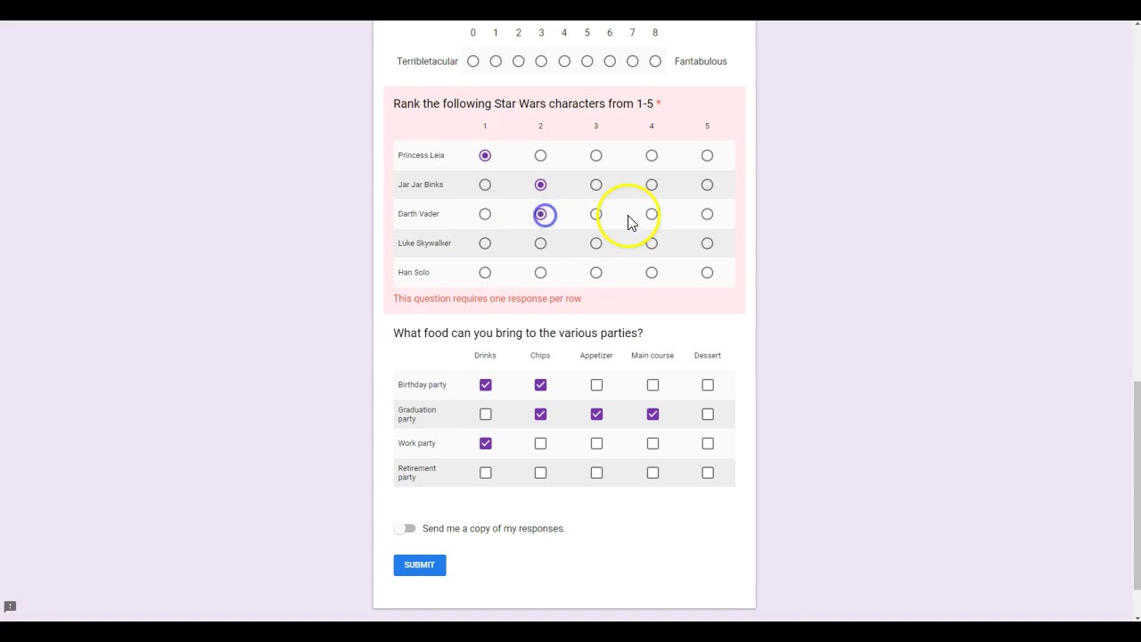 Checkbox Grid in Google Forms