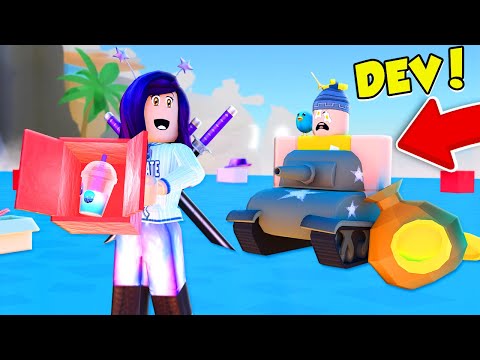DJ said I couldn't catch up.. BUT THE DEVELOPER JOINED THE GAME (Roblox Unboxing Simulator)