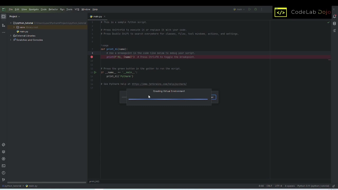 How to Create a New Project and Python File in PyCharm | Beginner's Guide